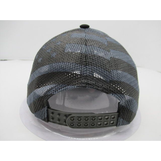 Headwear :: Brushed Cotton Tracker Hat with American Flag Mesh Back- Black